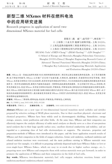 Pdf Research Progress In Application Of Novel Two Dimensional Mxenes Material For Fuel Cells