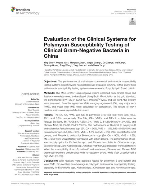 Pdf Evaluation Of The Clinical Systems For Polymyxin Susceptibility