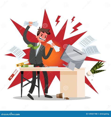 Angry Offie Worker Is Crushing The Workplace Stock Vector
