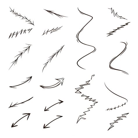 Thin Curve Sketch Arrows Collection Hand Drawn Vector Arrows Pointing In Different Directions