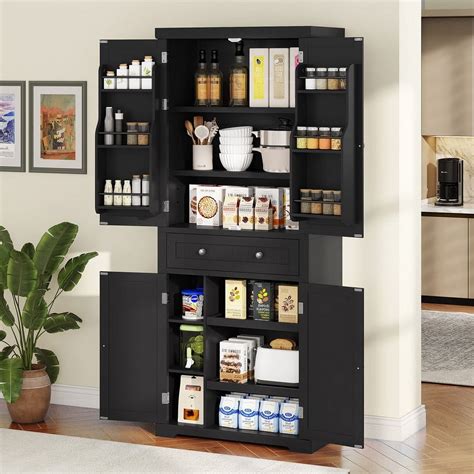 Uforic 72 Tall Kitchen Pantry Cabinet With Drawer 4 Door Pantry