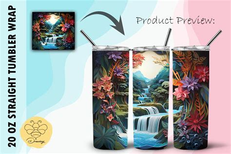 Cascading Waterfall Tumbler Wrap 03 Graphic By Beedrawings · Creative