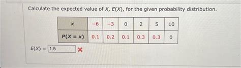 Solved Calculate The Expected Value Of X E X For The Given Chegg