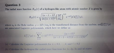Solved The radial wave function Rnℓ r of a hydrogen like Chegg