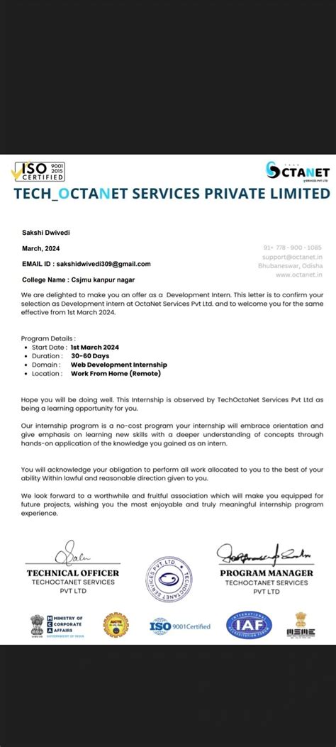 Sakshi Dwivedi 1st On Linkedin Octanet Octanetinternship Octanetsoftwareservices