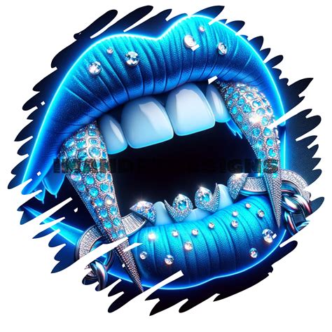 Blue Neon Lips Design Lip Gloss Clipart Stylish Lips Png Neon Lips