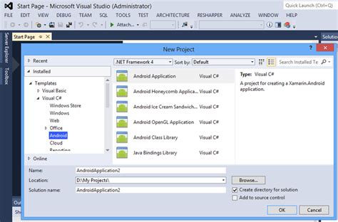 Nuevo Proyecto De Android Utilizando Visual Studio En El Caso De