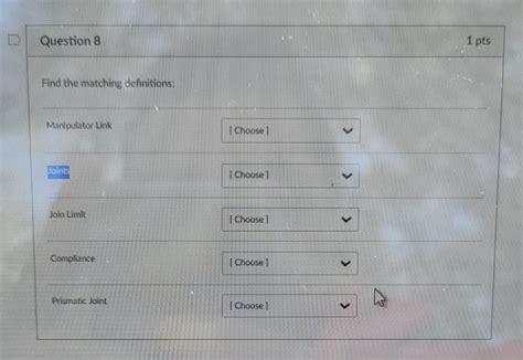 Solved Find The Matching Definitions Manipulator Link