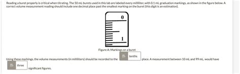 Solved Reading A Buret Properly Is Critical When Titrating The 50 Ml Burets Used In This Lab