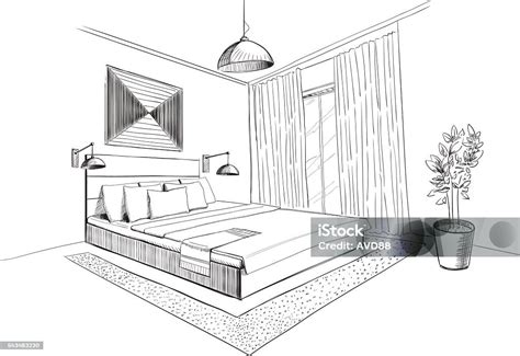 Sketsa Desain Interior Kamar Tidur