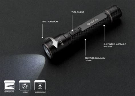 Rcs Recycled Aluminum Usb Rechargeable Torch Black Gear X Tools