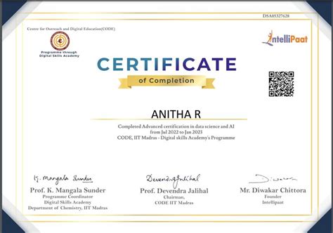 Finished Ai And Data Science Course At Iit M Anitha Ranganathan Posted On The Topic Linkedin