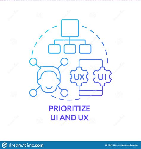 prioritize ui and ux blue gradient concept icon stock vector