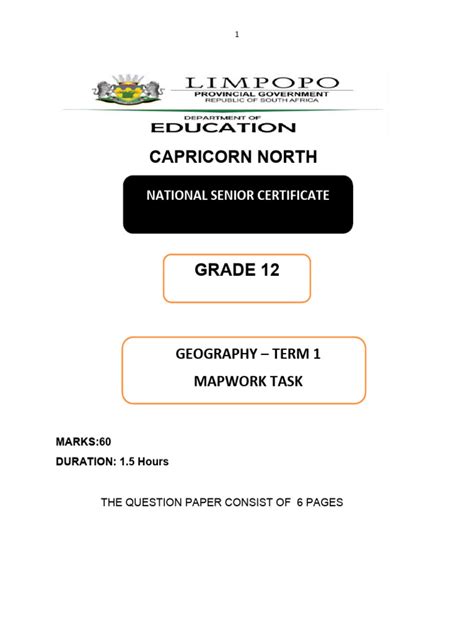 Grade 12 Mapwork Task 2024 Pdf Topography Geographic Information