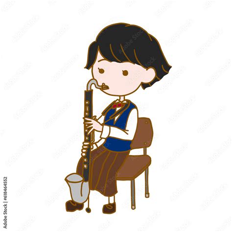 バスクラリネットを吹く女の子 Illustration Stock Adobe Stock