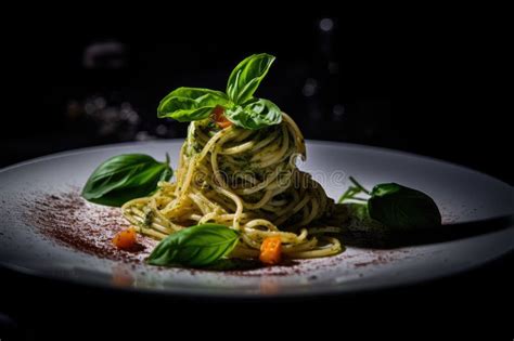 Pesto Spaghetti Green Sauce Basil Pasta Traditional Italian Spaghetti
