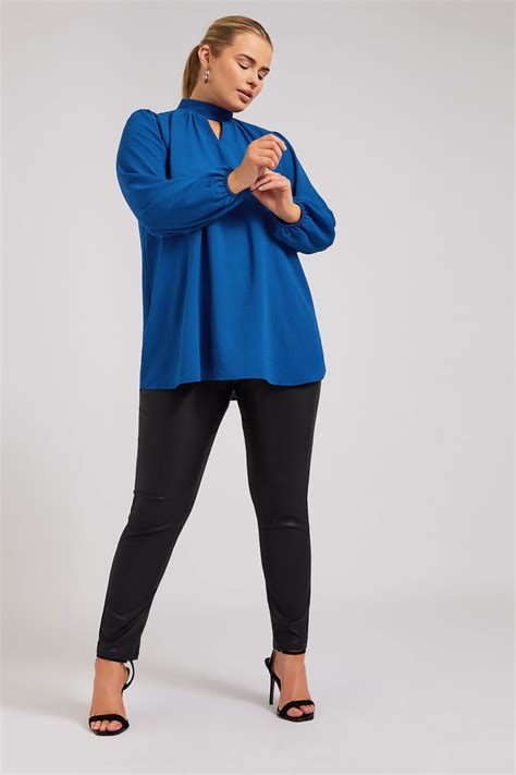 Yours London Plus Size Cobalt Blue Keyhole Blouse Yours Clothing