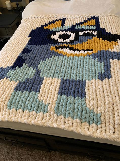 Bluey Hand Knitted Chunky Blanket Etsy