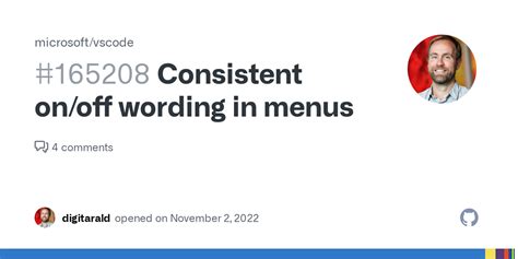 Consistent Onoff Wording In Menus · Issue 165208 · Microsoftvscode