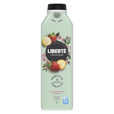 Liberté Strawberry Banana Probiotic Drinkable Yogurt 15 Mf 1l