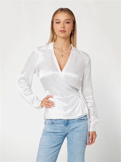 Satin Wrap Up Blouse Women Guess® Past Collections