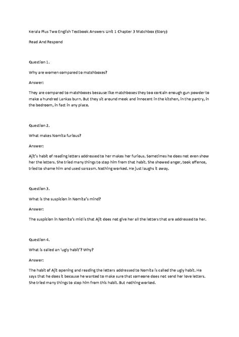 Unit 3 Chapter 2 Didi Hsslive Notes Kerala Plus Two English Textbook Answers Unit 3 Chapter