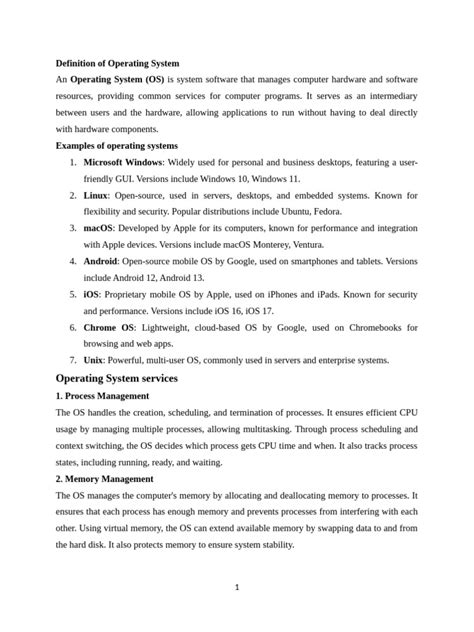 Operating System Introduction Pdf Operating System Process Computing