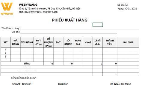 Mẫu phiếu giao hàng đơn giản bằng excel Miễn Phí BanhangExcel