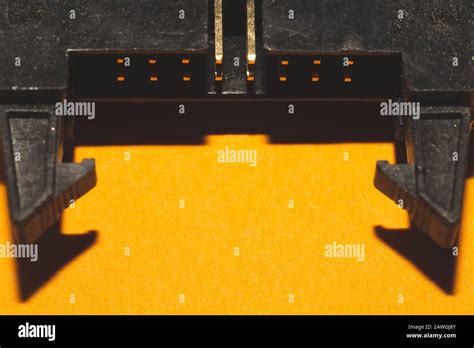 Power Socket On Motherboard Connector On The Circuit Board Of Computer Close Up Adapter Pins