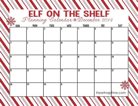 Free Printable Elf On The Shelf Idea Calendar And Checklist I Heart