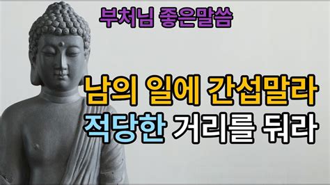 남의 일에 간섭말라적당한 거리를 둬라부처님 인생명언불교 오디오북석가모니 좋은말씀 입니다 Youtube