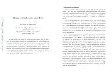 Stringy Information And Black Holes Papers With Code