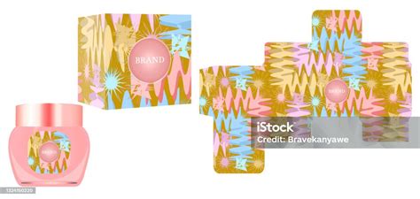 포장 디자인 화려한 럭셔리 박스 템플릿과 모형 상자 일러스트 벡터와 향수 또는 화장품 용기에 라벨 개념에 대한 스톡 벡터 아트 및 기타 이미지 Istock