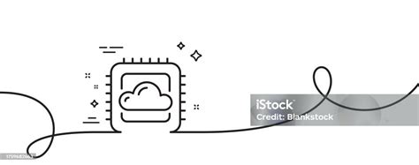 Cloud Computing Cpu Line Icon Internet Data Storage Sign Continuous Line With Curl Vector Stock