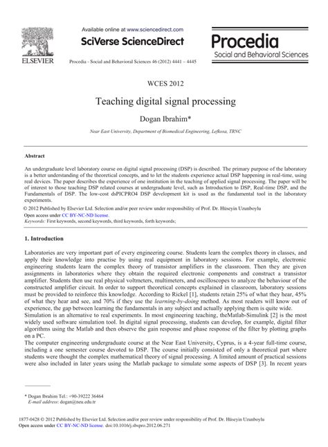 Pdf Teaching Digital Signal Processing