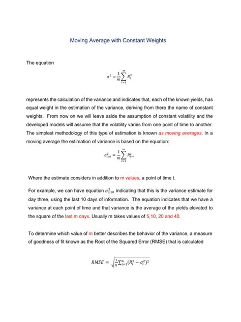 moving average with constant weights pdf variance estimator