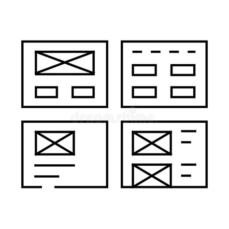Wireframe Ux Ui Design Line Icon Vector Illustration Stock Illustration