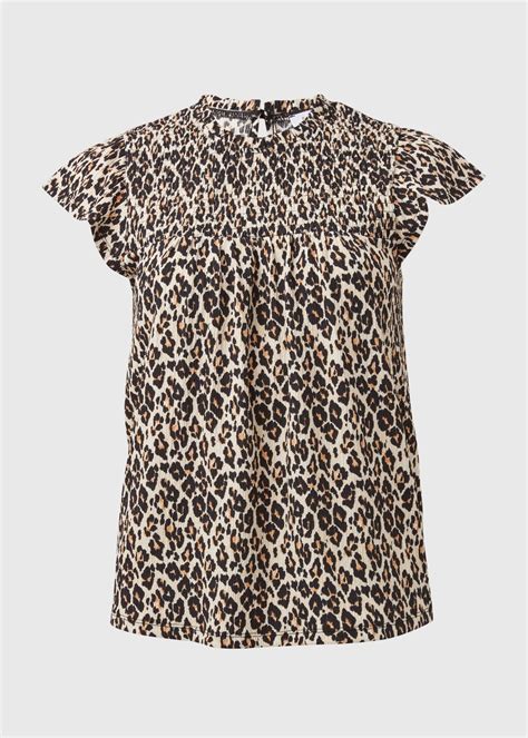 Multicoloured Leopard Print Shirred Top Matalan