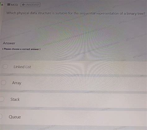 MCQ UNSOLVED Which Physical Data Structure Is StudyX