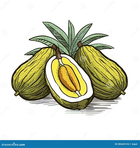 Jackfruit Hand Drawn Illustration Jackfruit Vector Doodle Style