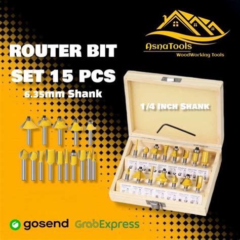 Promo Router Bit Set Mata Router Bor Trimmer Profil Router 15 Pcs Diskon 23 Di Seller CV