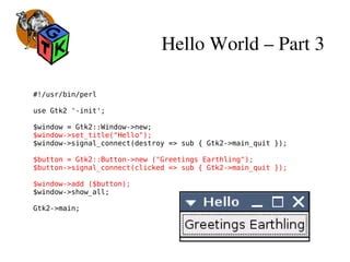 GUI Programming With Perl GTK PPT