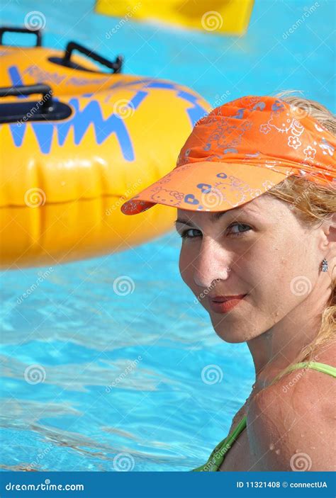 The Girl Bathes In A Hot Spring In The Open Air With A Gorgeous View Of
