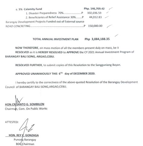 Aip 2021 Of Barangay Sangguniang Bayan Of Argao Cebu