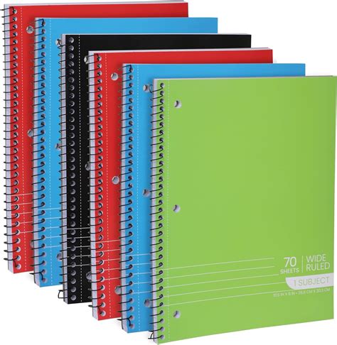 Spiral Notebooks 1 Subject Notebook Wide Ruled Notebooks