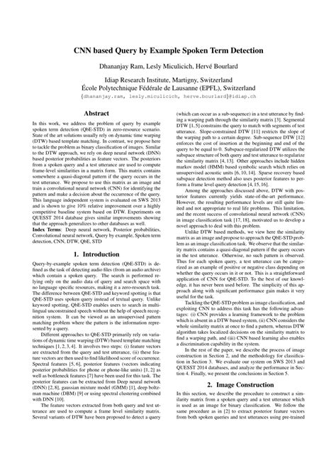 Pdf Cnn Based Query By Example Spoken Term Detection