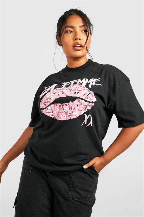 Plus Lips Printed Oversized T Shirt Boohoo Uk