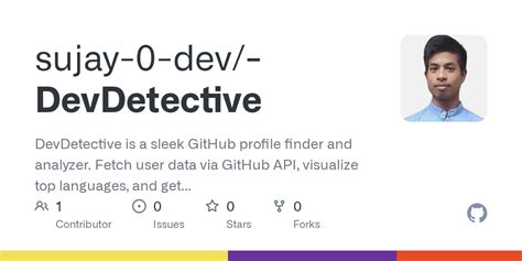 Github Sujay 0 Dev Devdetective Devdetective Is A Sleek Github