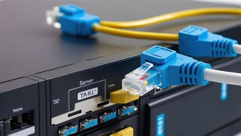 Close Up Of Network Cables Connecting To Lan Ports On A Device Premium Ai Generated Image