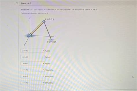 Solved U Question 3 The Bar Ab Has A Fixed Supportat A The